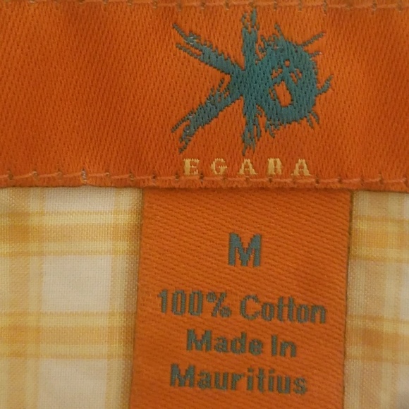 Egara | Shirts | Egara Poplin Check Orange With White Long Sleeve ...